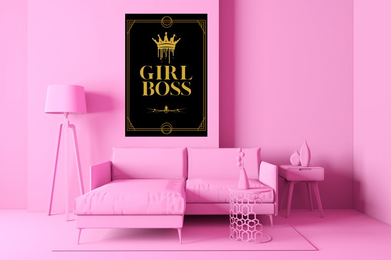 Printable Girl Boss Poster, Crown Poster, Boss Babe Poster, Black and ...
