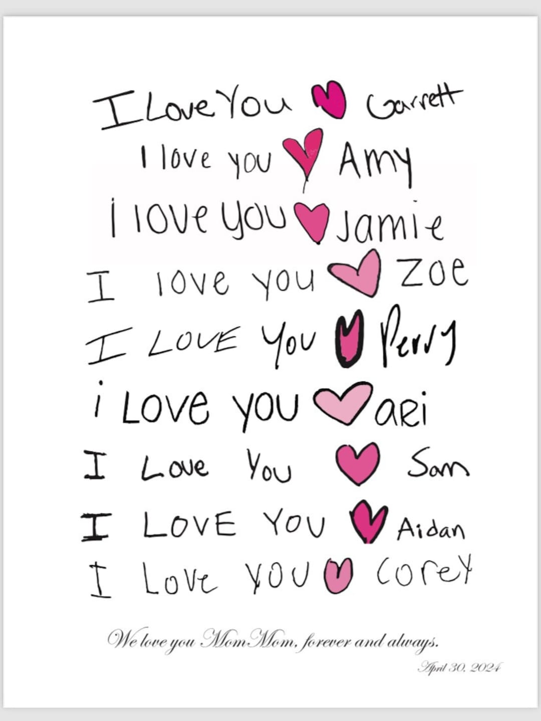 I Love You Handwriting Poster (custom) - Etsy