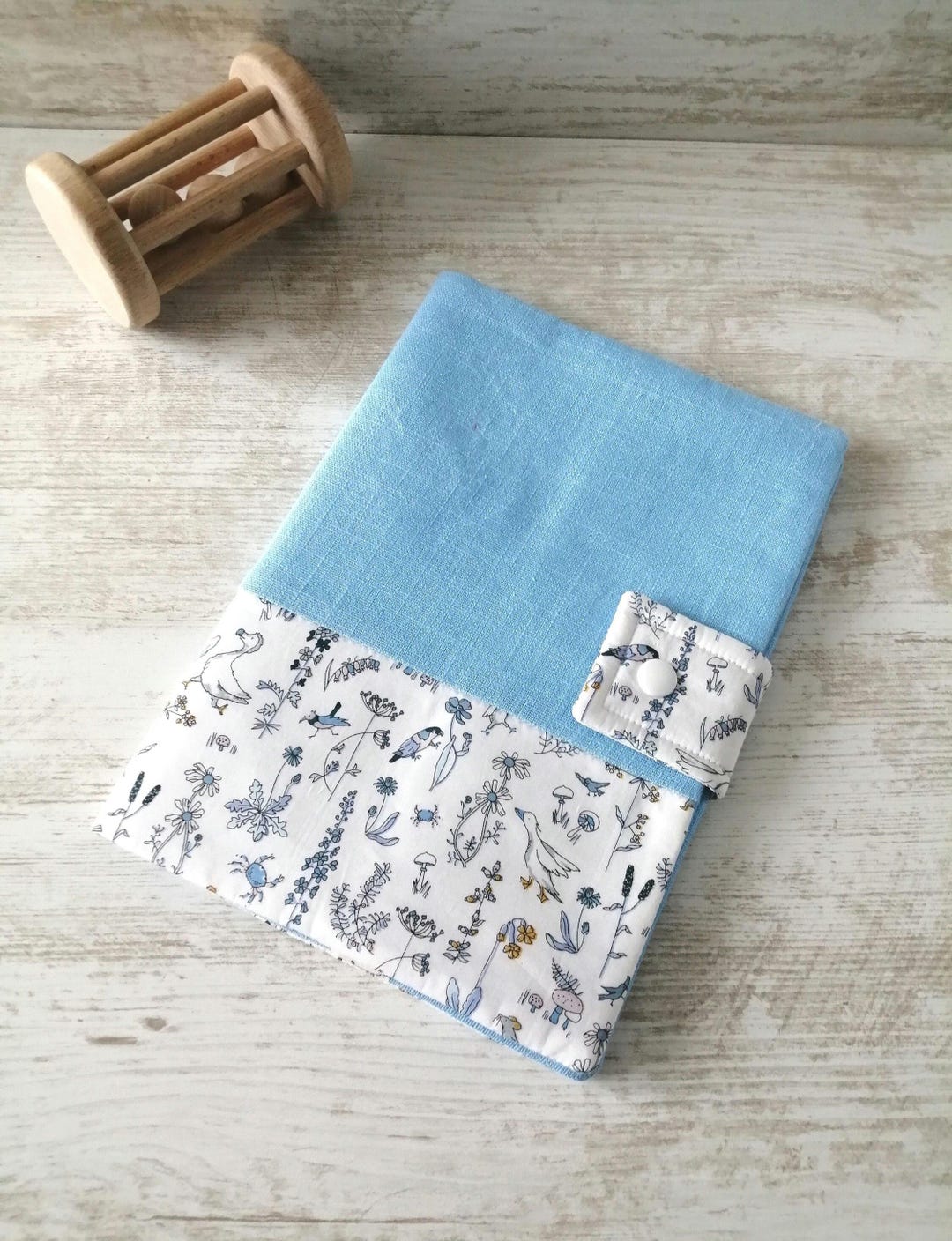 Blue Linen and Liberty Theo Health Record Book Cover - Etsy