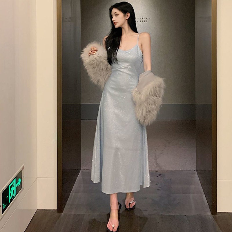 Shiny Party Long Dress for Women Evening Party Elegant - Etsy UK