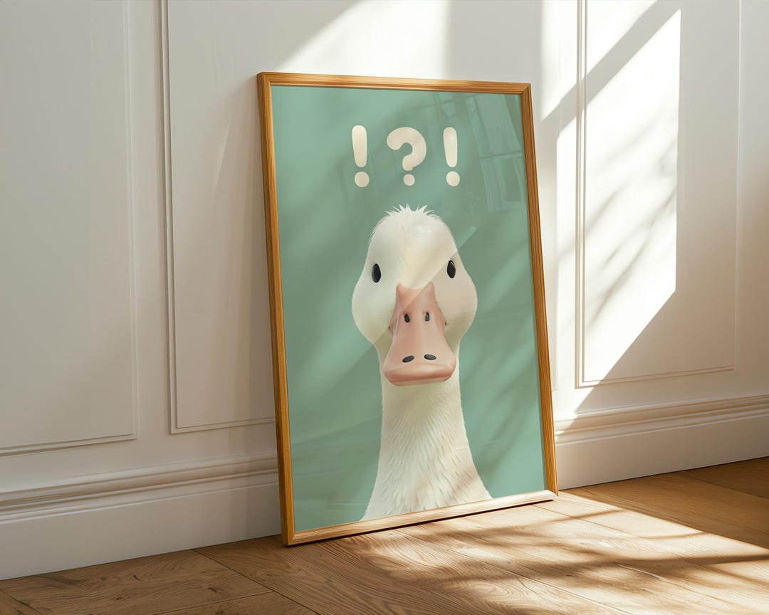 Funny Charming Silly Goose Digital Wall Art Poster Print, Minimalistic ...