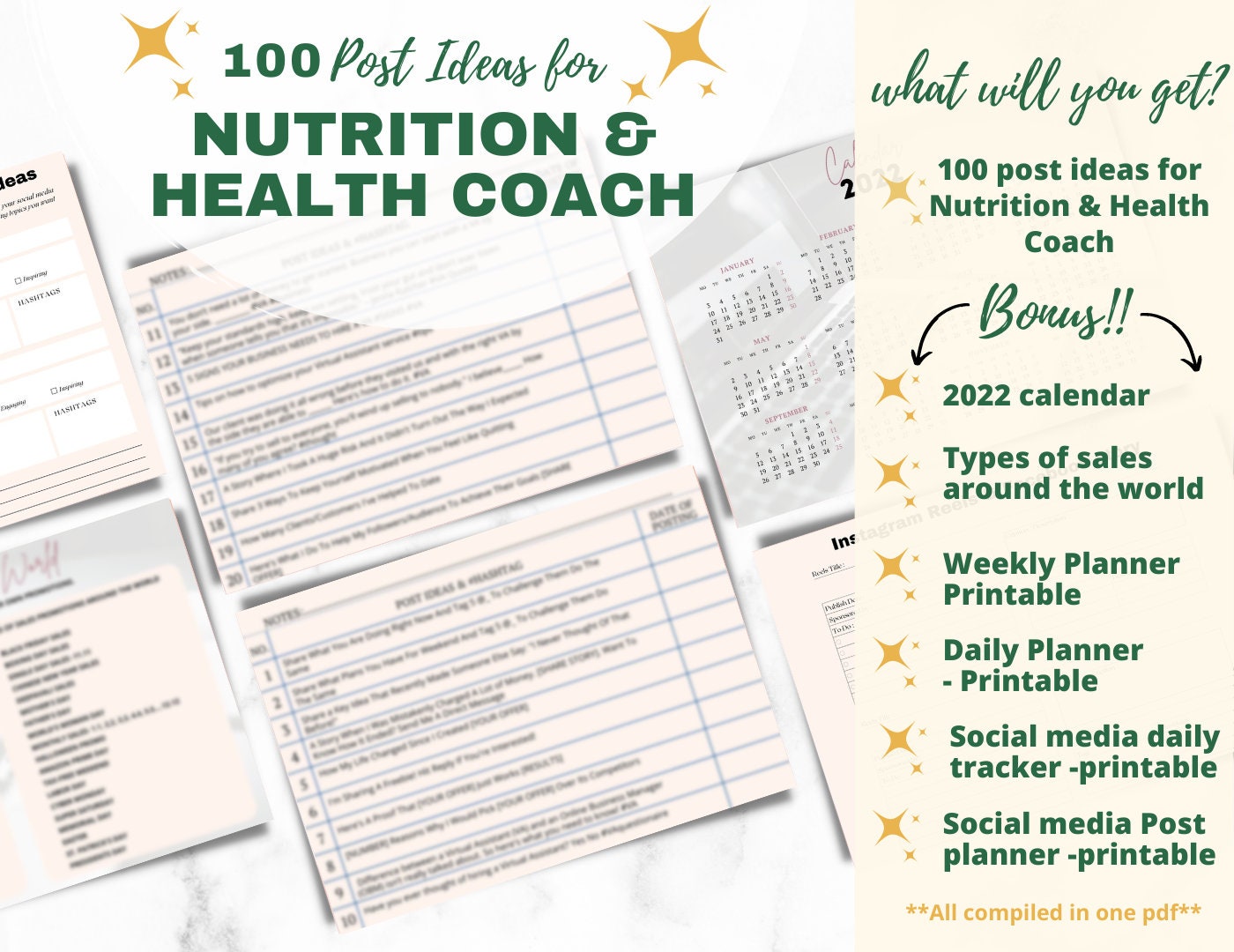 Nutrition and Health Coach 100 Post Ideas, Nutritionist and Dietician ...