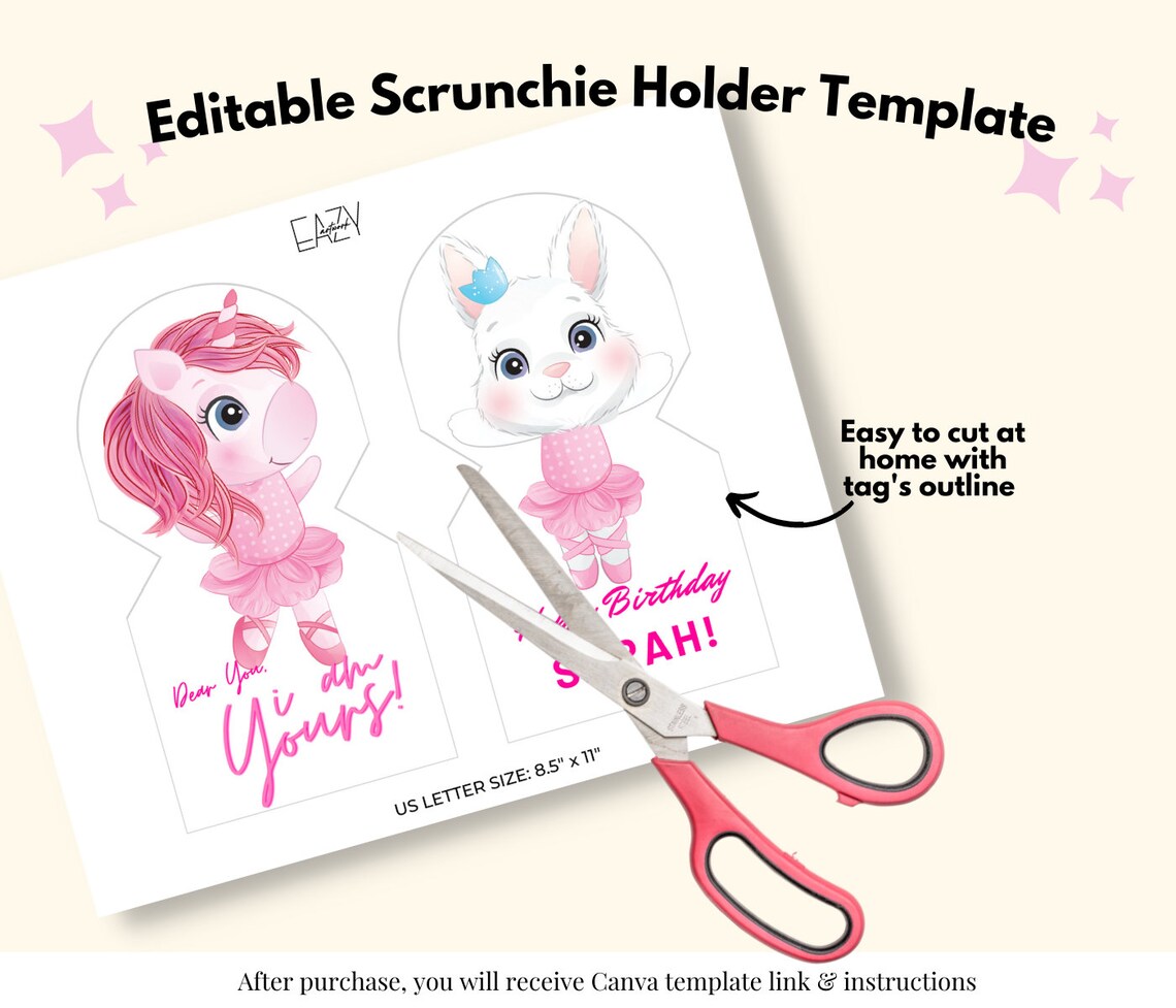 Editable Scrunchie Holder Card Template, Scrunchie Tag Card Canva ...