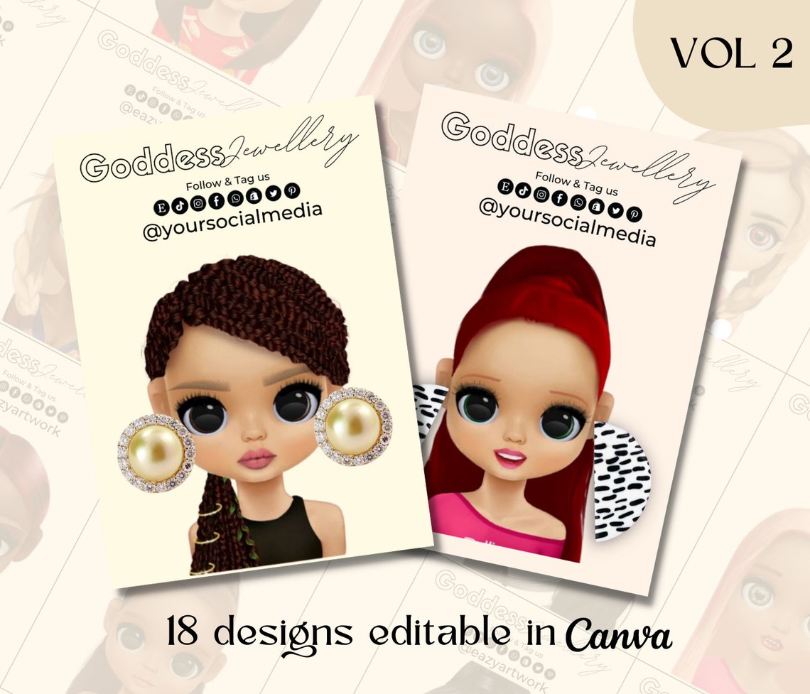 Earring Display Card Editable Template, Custom Jewelry Display Card ...