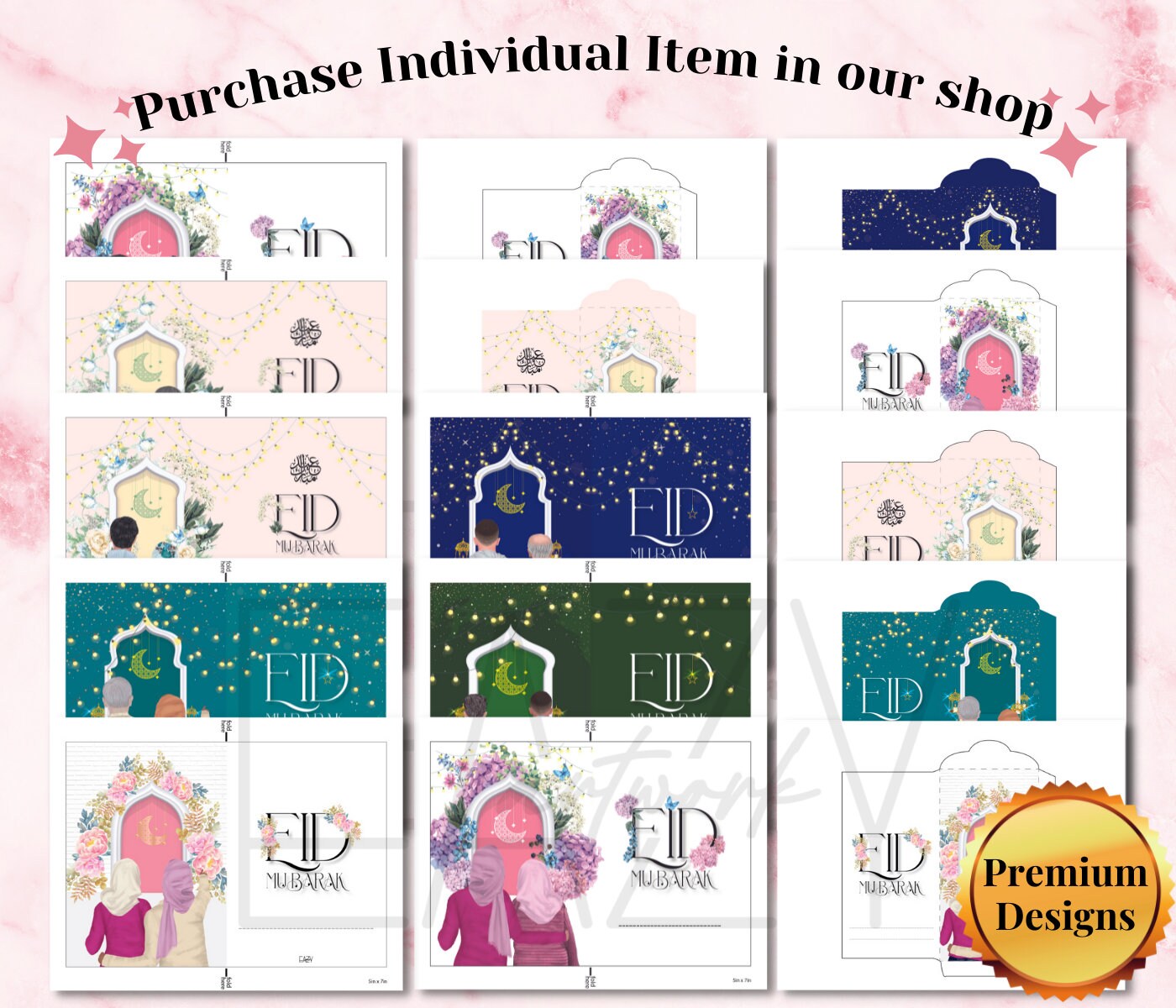 Eid Mubarak Greeting Card Bundle, Eid Card Digital Printable, Family ...