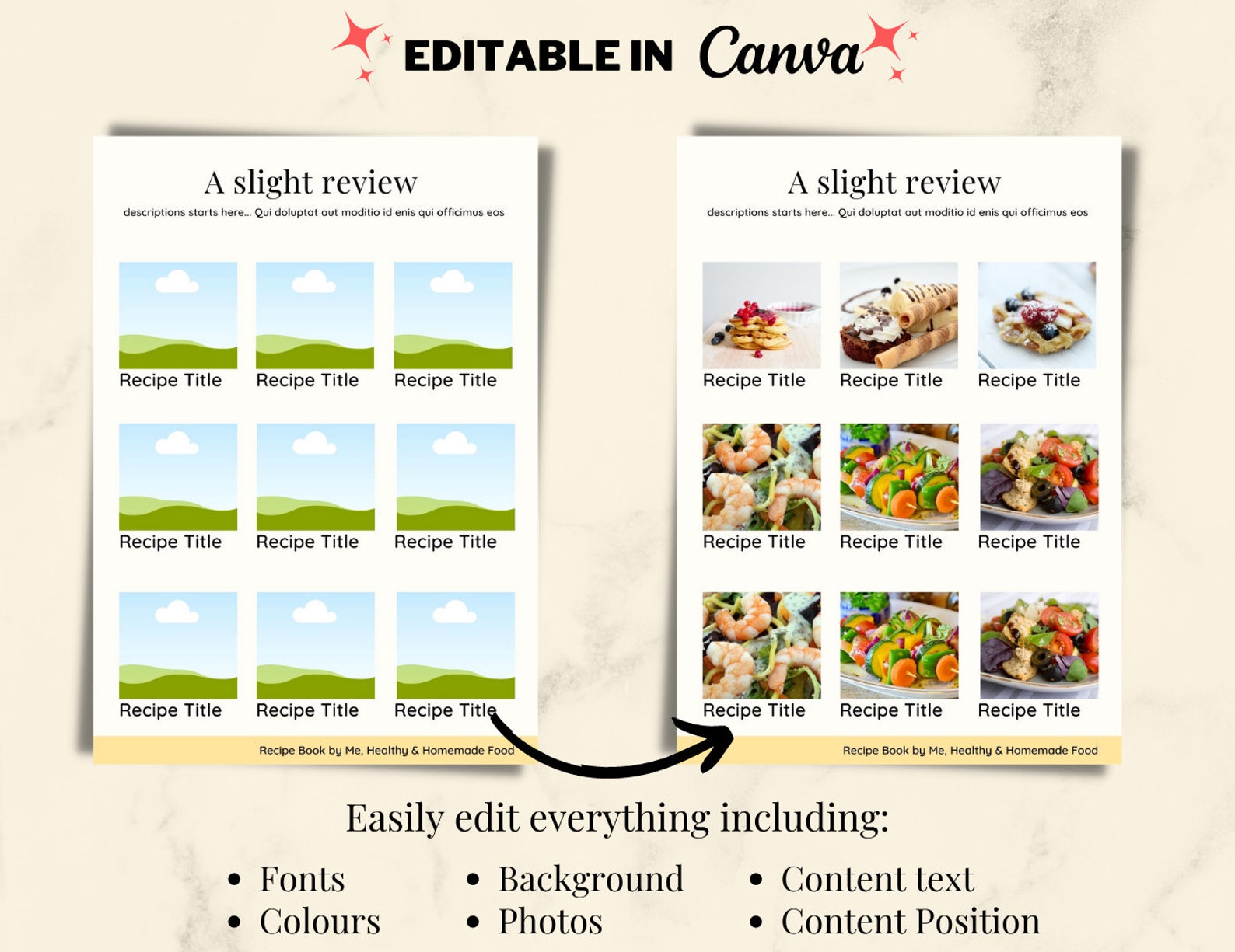 Editable Cook Book Canva Template, Printable Recipe Book for Chef ...