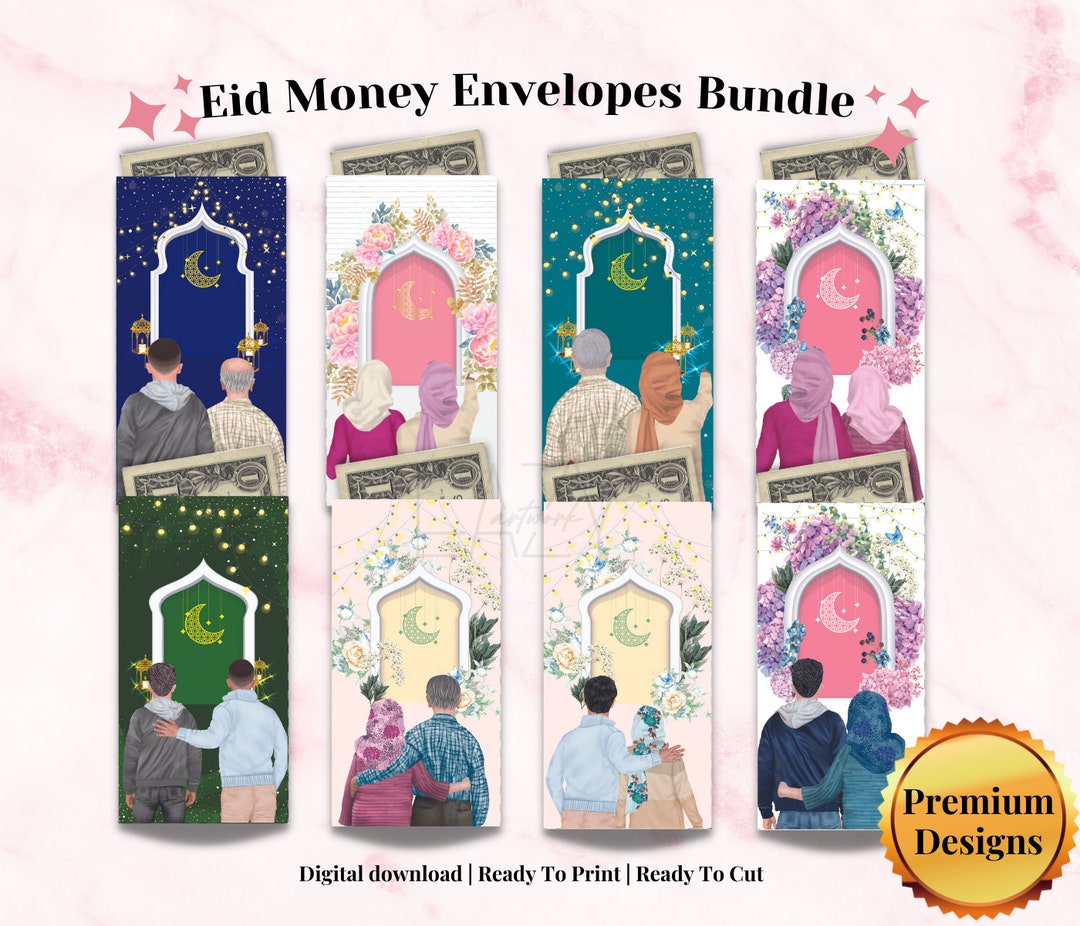 Eid Money Envelopes Printable Bundle, Money Holder Digital, Cash Candy ...