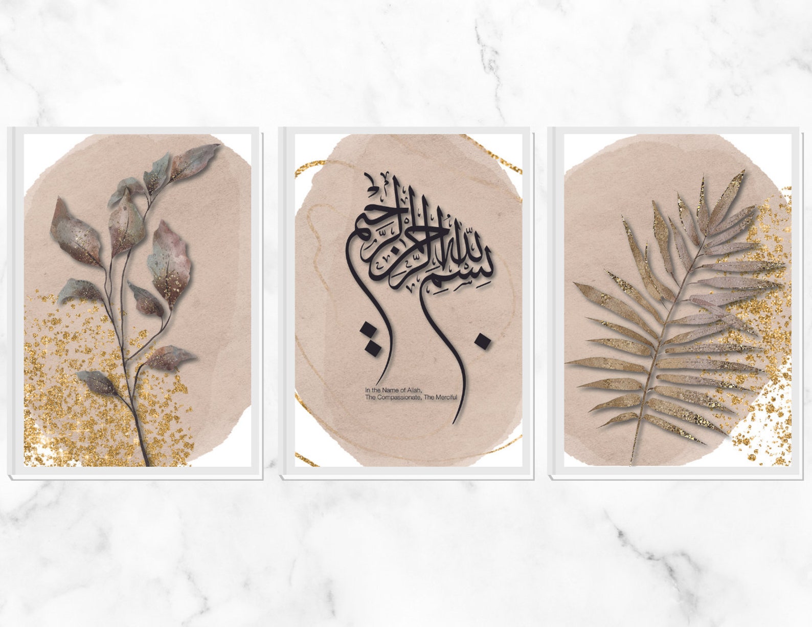 Set of 6 Islamic Wall Art, Minimalist Islamic Digital Print, Kufic ...