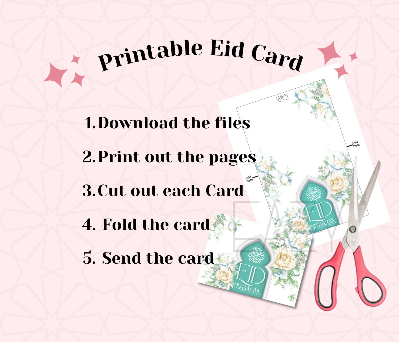Eid Mubarak Greeting Card Bundle Floral Eid Card Printable - Etsy