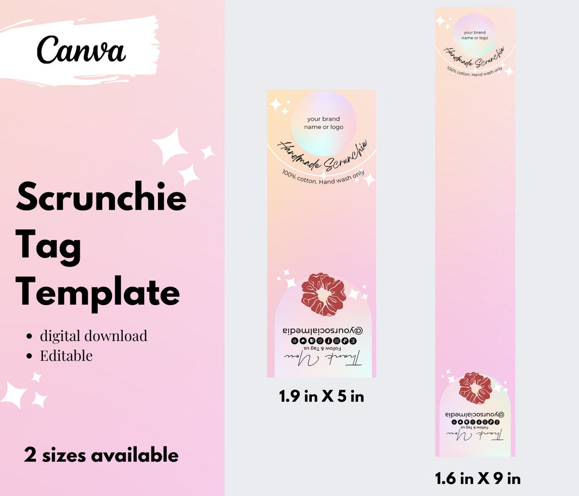 Scrunchie Tag Canva Templates, Printable Scrunchie Hang Tags, Loyalty ...
