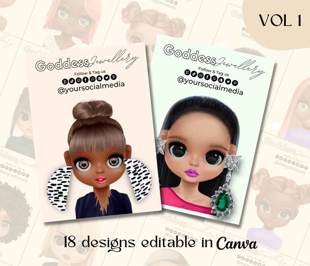 Earring Display Card Editable Template, Custom Jewelry Display Card ...
