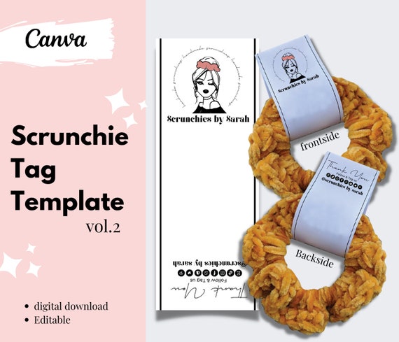 Printable Scrunchie Hang Tags Editable Scrunchie Label XXL - Etsy