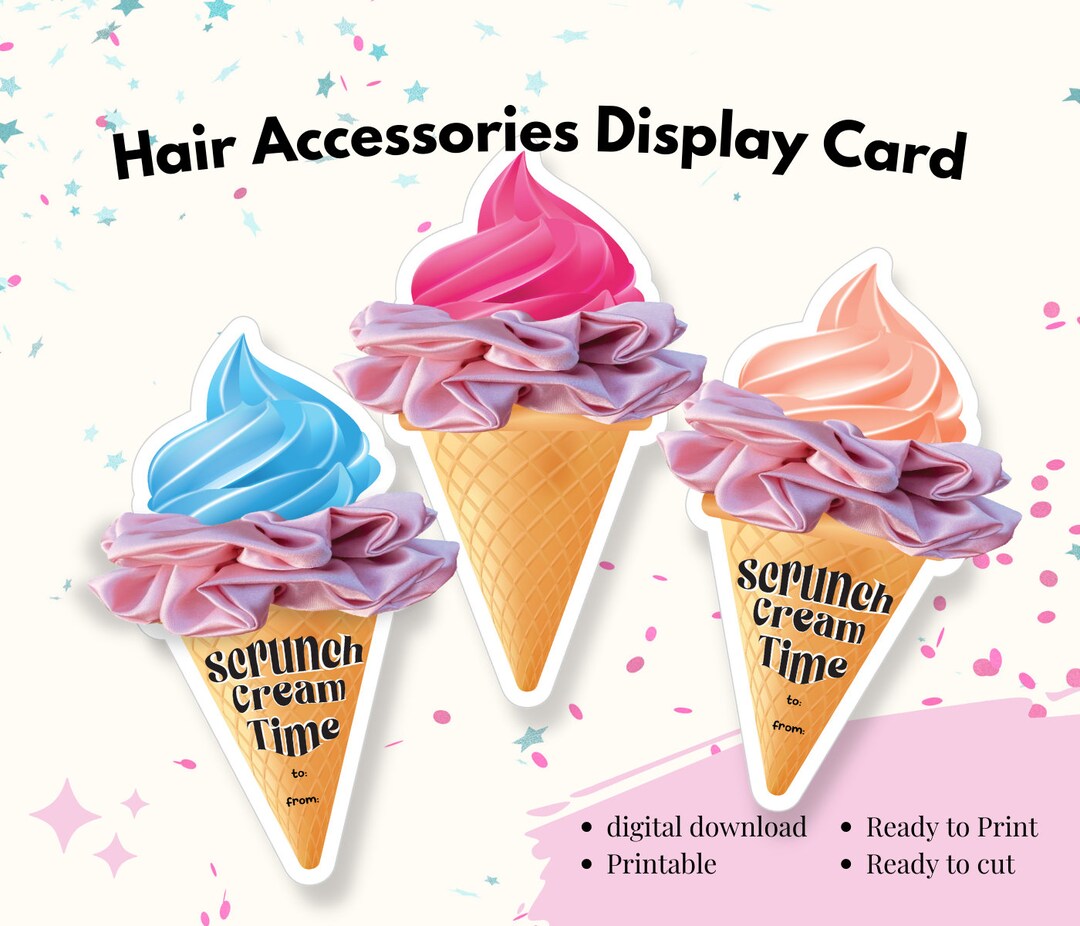 Scrunchie Holder Card Printable, Scrunchie Display Card Printable, Hair ...