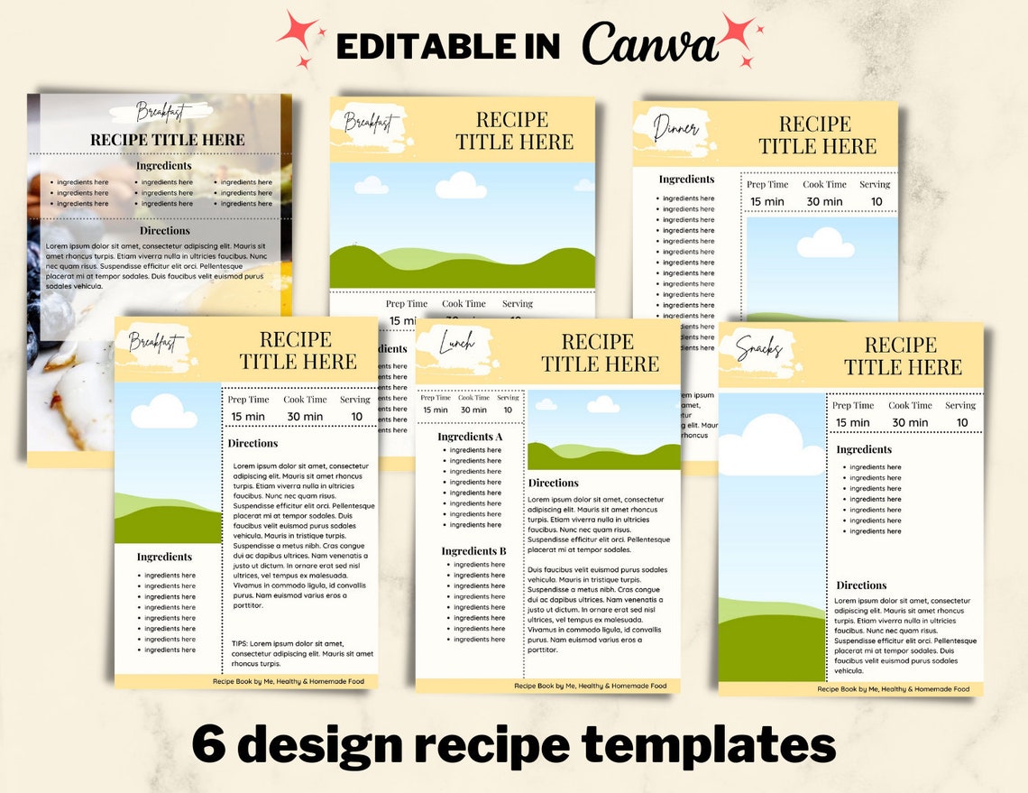 Editable Cook Book Canva Template Printable Recipe Book for | Etsy