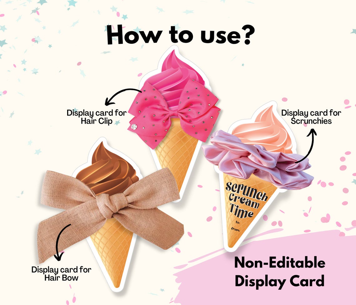 Scrunchie Holder Card Printable, Scrunchie Display Card Printable, Hair ...