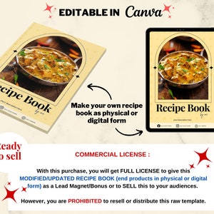 Editable Cook Book Canva Template, Printable Recipe Book for Chef ...