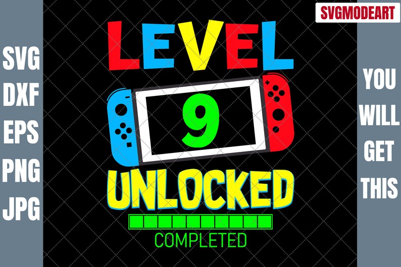 Level 9 Unlocked Birthday SVG 9th Birthday Boy Gamer Svg 9th - Etsy