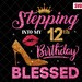 Stepping Into My 12th Birthday Blessed SVG, 12th Birthday SVG, 12 ...