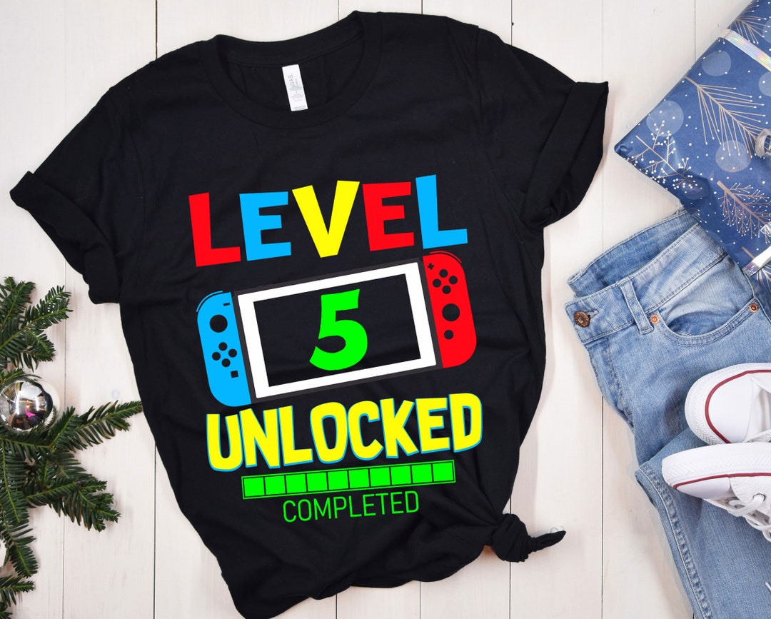Level 5 Unlocked Birthday SVG: Gamer 5th Birthday Shirt (digital ...