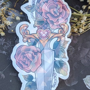 Rose Holographic Dagger Vinyl Sticker 4" Ll Water Resistant Glossy ...