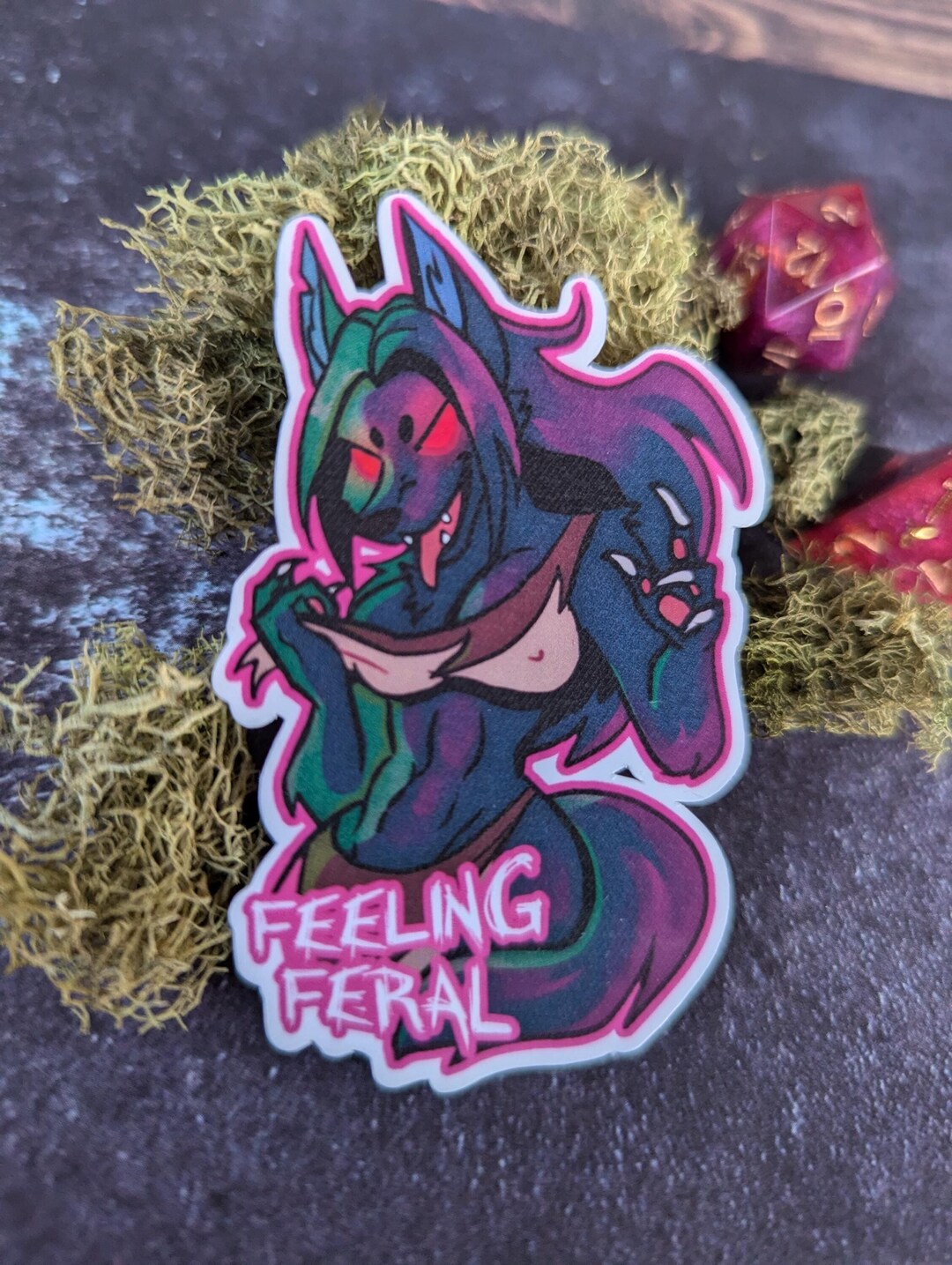 Werewolf Furry Feeling Feral Halloween Mya L 3" Water Resistant Vinyl ...