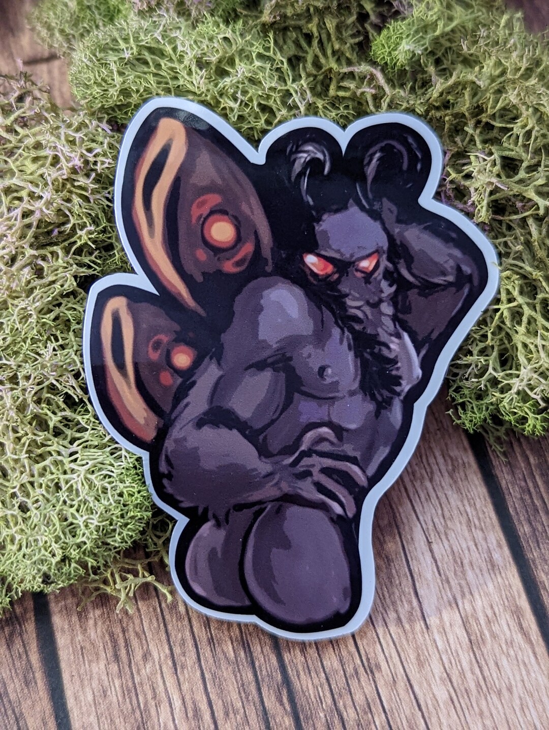 Sexy Mothman Pin Up Cryptid Sticker Ll Water Resistant Vinyl Sticker