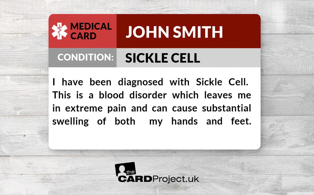 Sickle Cell Awareness Medical ID Alert Card - Etsy