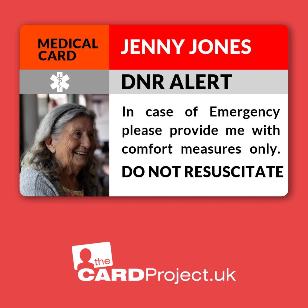 DNR Card, Do Not Resuscitate Photo Medical ID Alert Card - Etsy