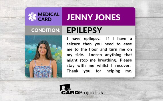 Epilepsy Awareness Medical Seizure Photo ID Alert Card - Etsy