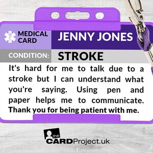 Stroke Awareness Medical ID Alert Card - Etsy