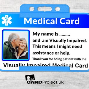 Visually Impaired Awareness Photo Medical Card | Etsy Canada