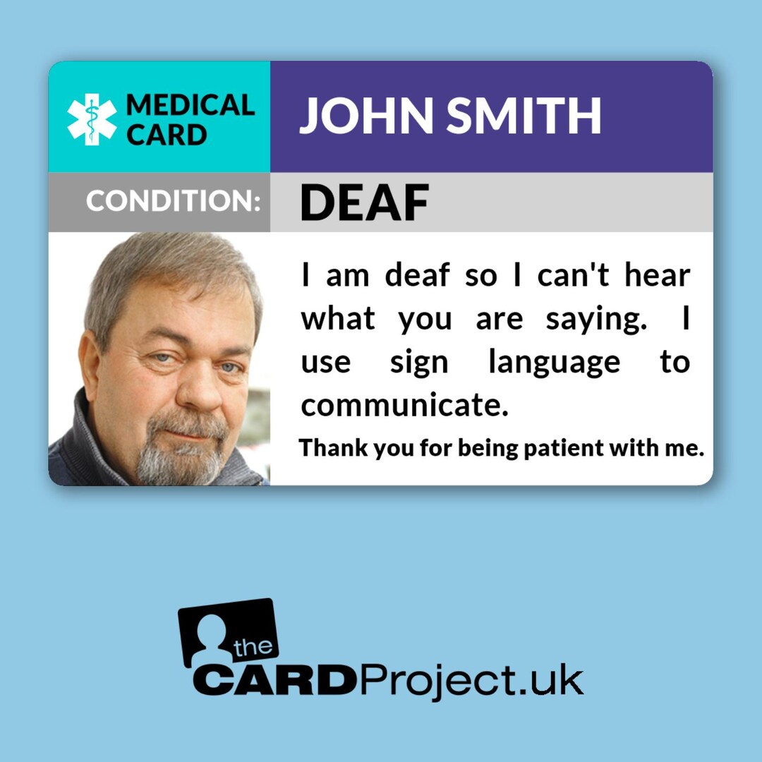 Deaf, Sign Language Awareness Photo Medical ID Alert Card - Etsy