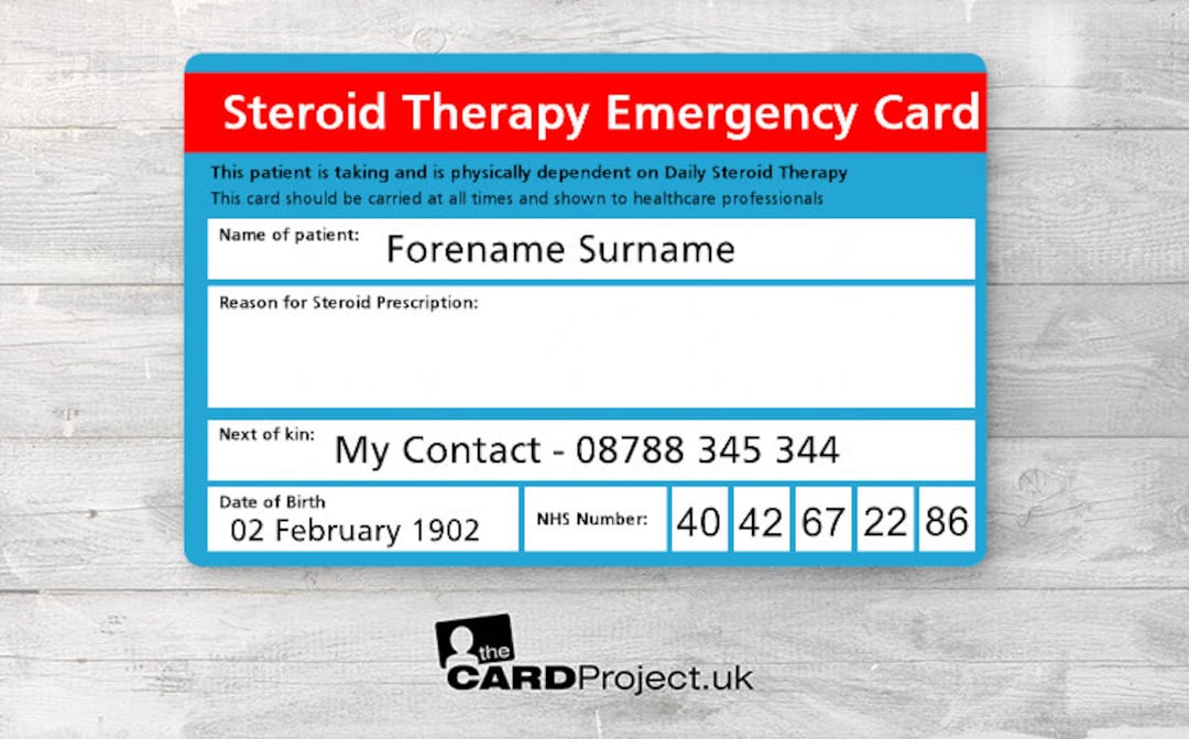 Steroid Therapy Emergency Cards Essential Medical Alert Card - Etsy