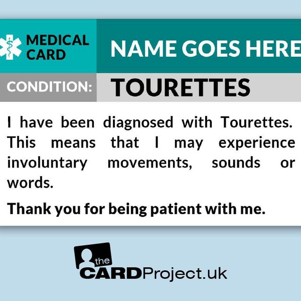 Tics Medical Card - Etsy UK