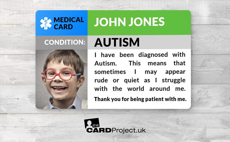 Autism Awareness Medical Photo ID Card Double-sided W/ - Etsy