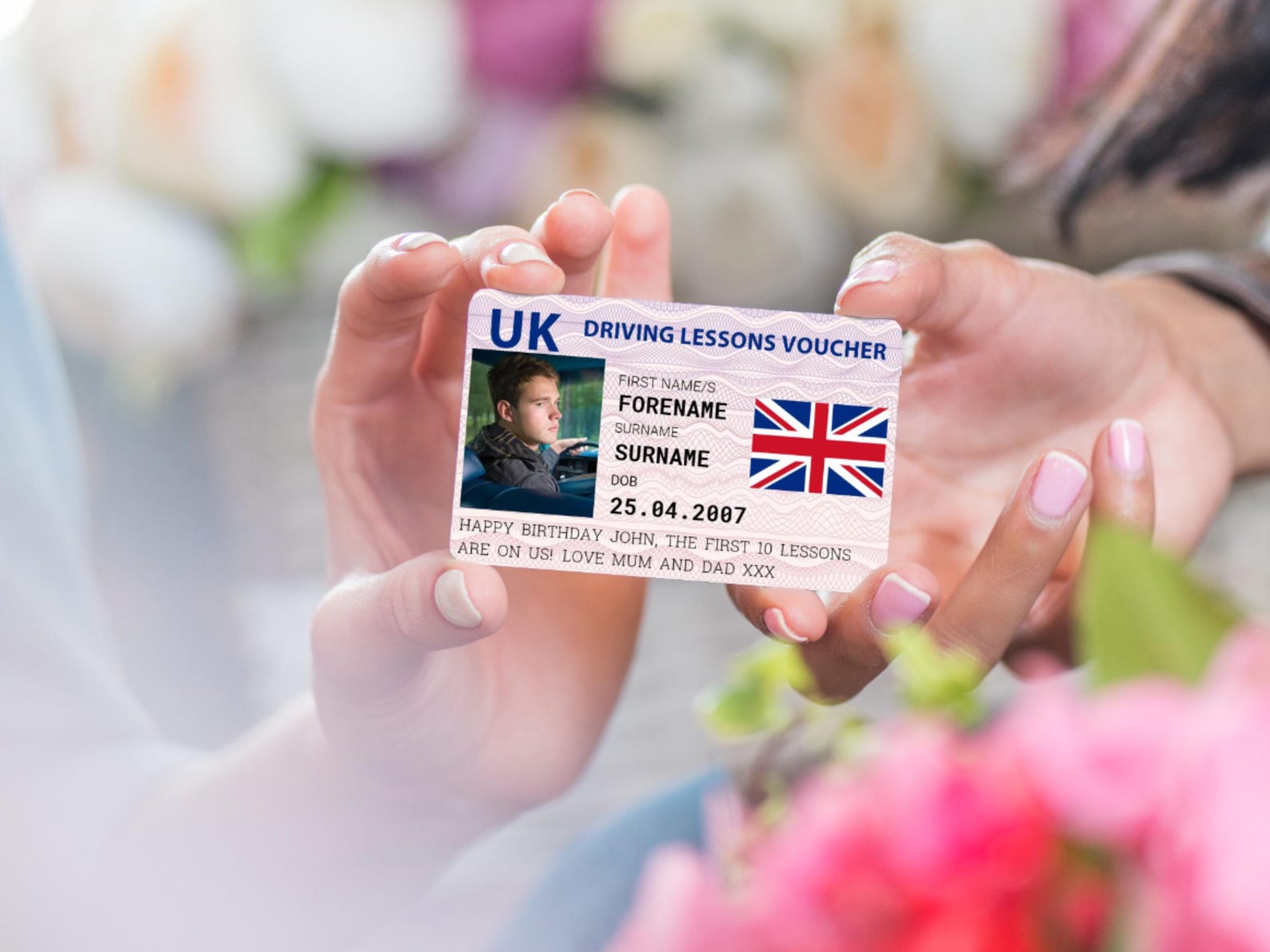 Driving Lesson Gift Voucher - Personalised Driving Lessons Card With ...