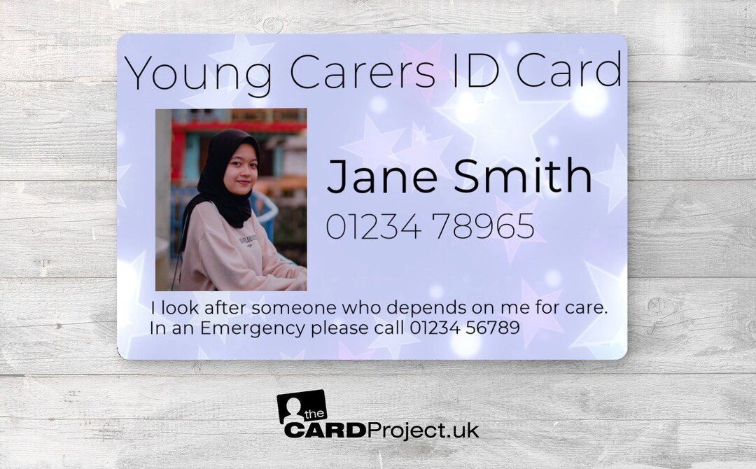 Young Carer ID Card, Photo, Name and Number, Emergency Contact Number ...