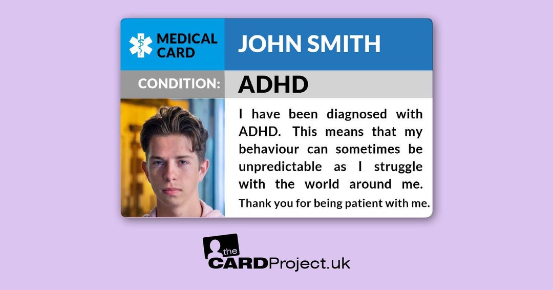 ADHD Photo Medical Card Emergency Info for Attention Deficit ...