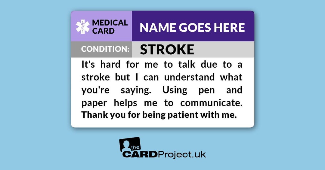 Stroke Awareness Medical ID Alert Card - Etsy