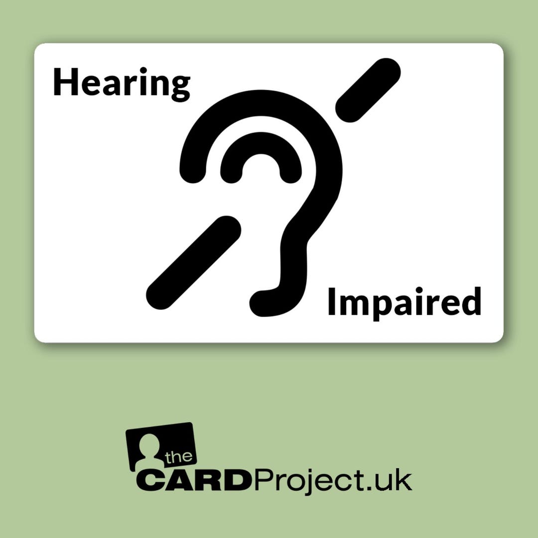 Hearing Impaired Card, Hard of Hearing Badge, Deaf Awareness, Mono ...