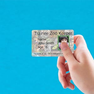 Zoo Keeper Photo ID Card, Kids Imagination and Play, Personalised ...