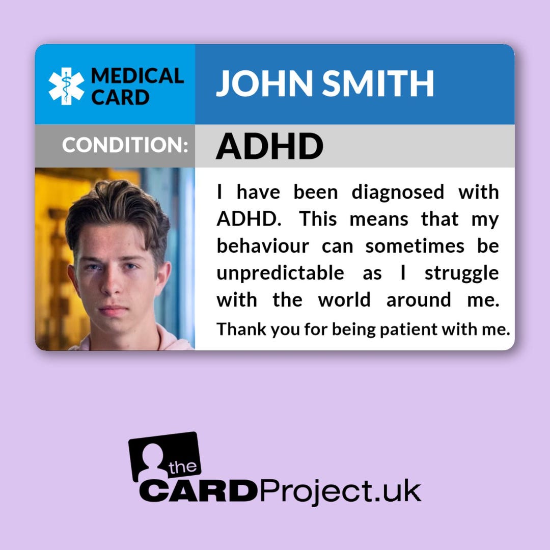 ADHD Photo Medical Card Emergency Info for Attention Deficit ...