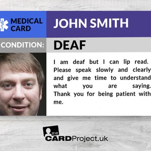 Deaf, Lip Reading Awareness Photo Medical ID Alert Card - Etsy
