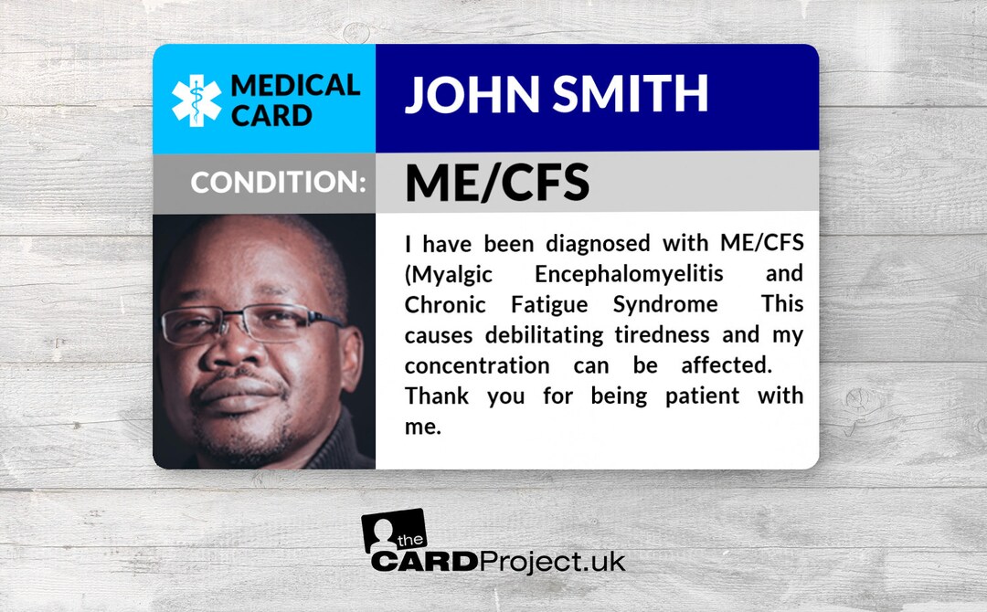 ME/CFS Photo Medical ID Alert Card Myalgic Encephalomyelitis - Etsy