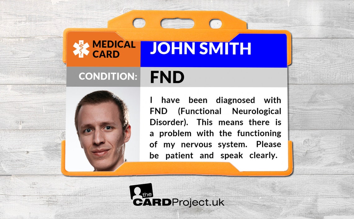 FND Awareness Photo Medical ID Alert Card Functional - Etsy
