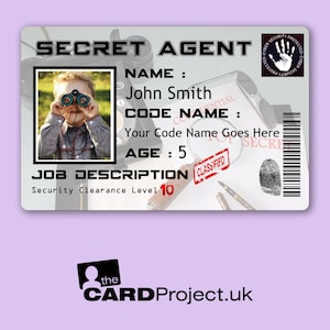 Secret Agent Photo ID Card, Kids Imagination and Dress up Play, Novelty ...