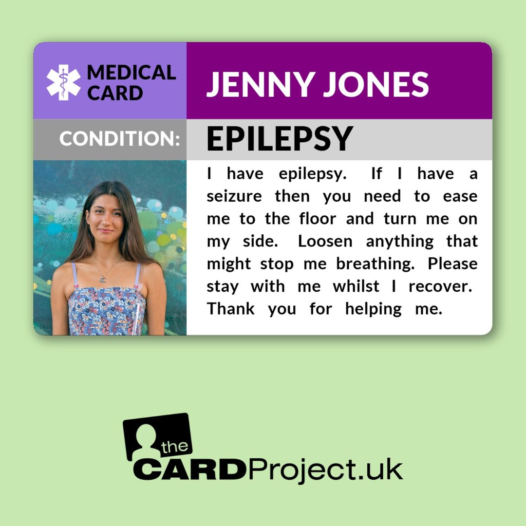 Epilepsy Awareness, Medical Seizure Photo ID Alert Card - Etsy