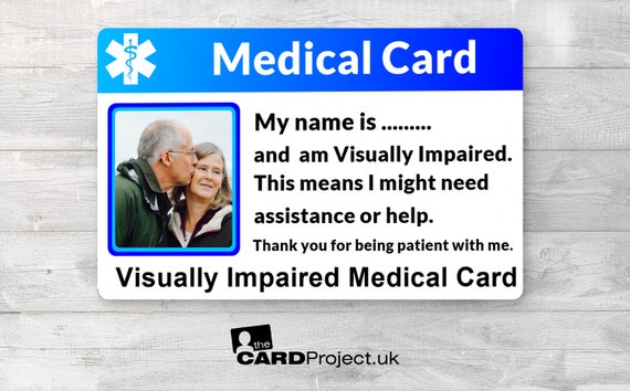 Visually Impaired Awareness Photo Medical Card | Etsy Canada