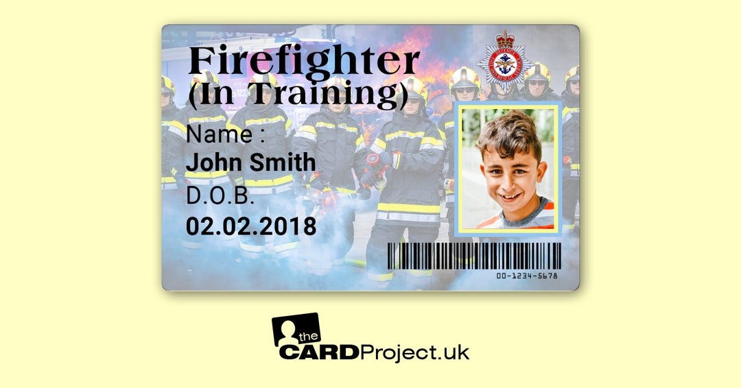 Firefighter Photo ID Card, Personalised Novelty Children's ID and ...