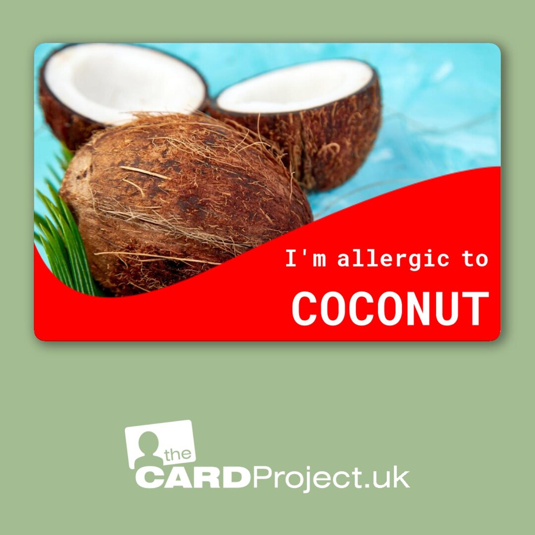 I'm Allergic to Coconut Card - Bright Red Allergy Alert Card for Easy ...